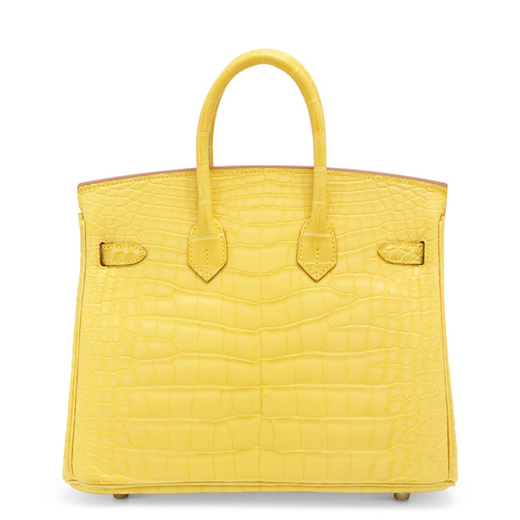 A CUSTOM MATTE MIMOSA ALLIGATOR BIRKIN 25 WITH PALLADIUM HARDWARE ...